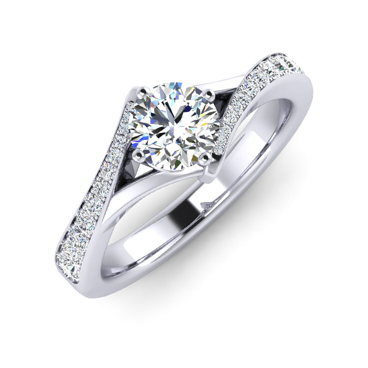 GIA 0.72ct F VS2 Round Brilliant Diamond Twist Design Platinum Ring wi ...